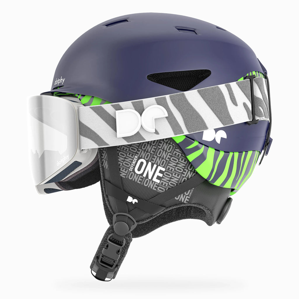 Defender One Deep Purple Ski Helmet + Defender 1000 Pro Shadow Ski Gog